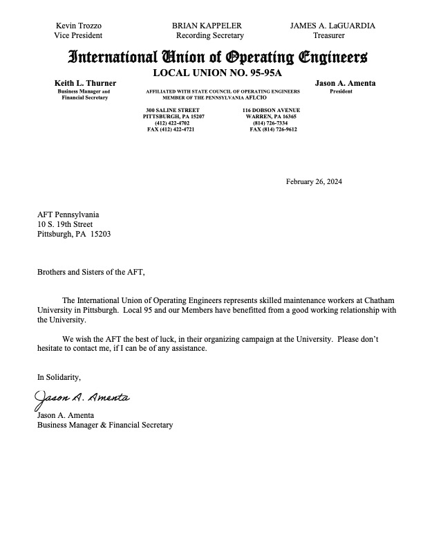 Letter of Support from International Union of Operating Engineers ...
